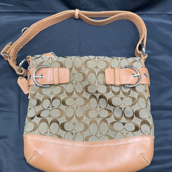 Coach | Bags | Coach Beige Canvas Shoulder Bag Sn J8y3574 | Poshmark